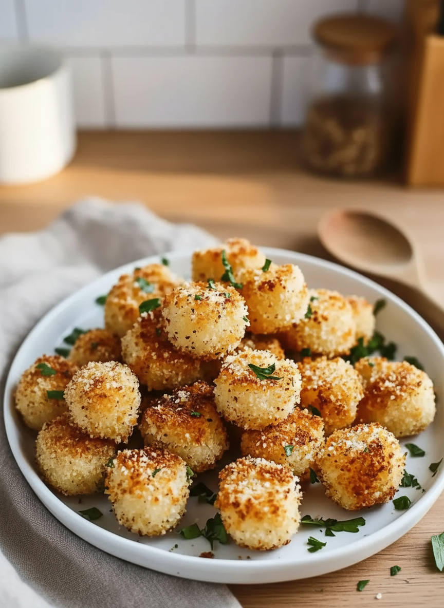 Knusprige Airfryer Hähnchenbites mit Knoblauch & Parmesan